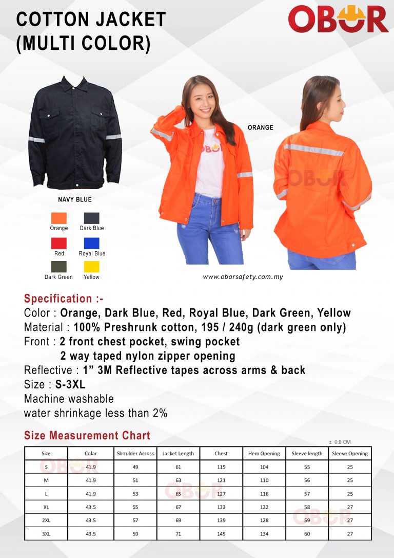 MULTI COLOR COTTON JACKET | Obor Safety